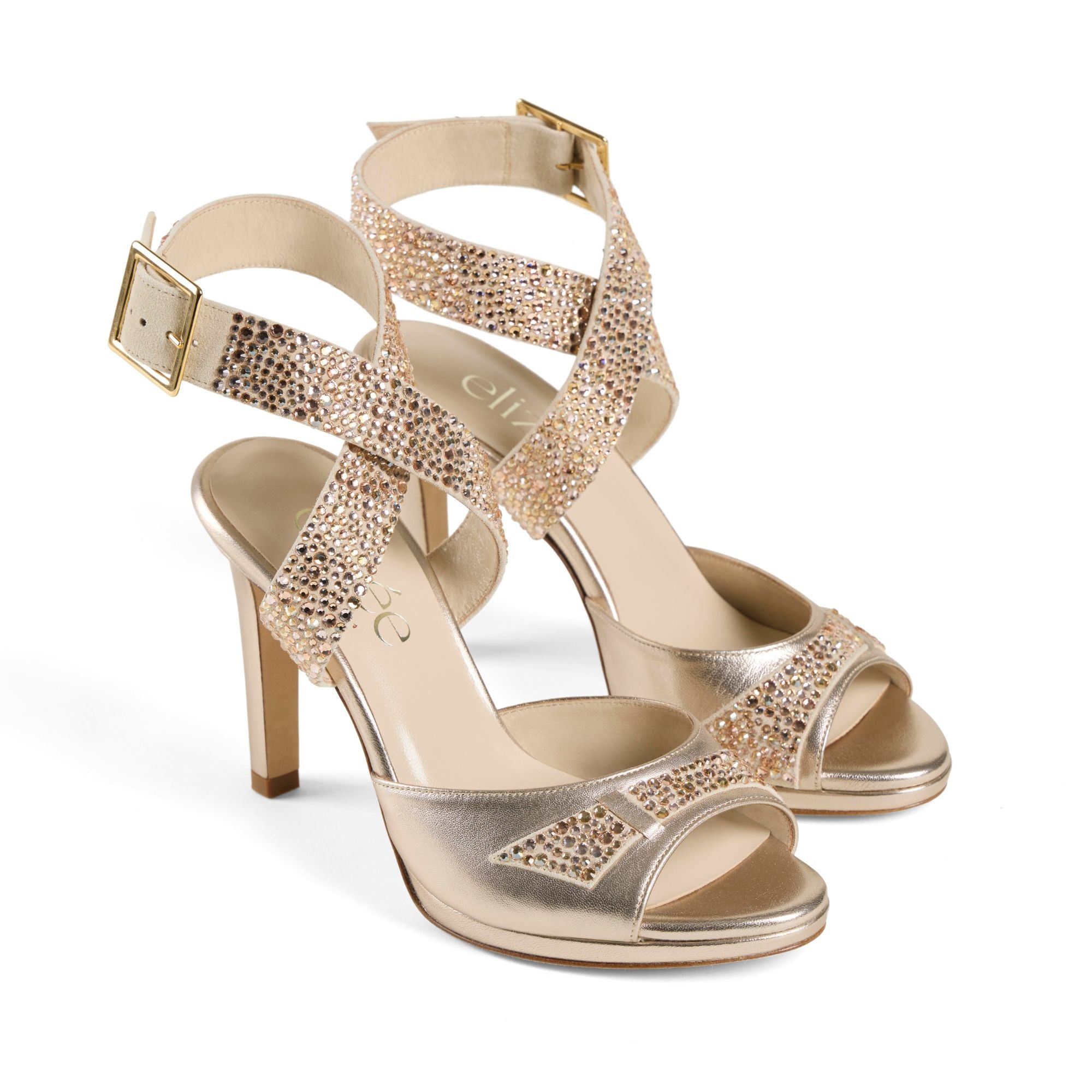 Fiorella Sandal | Crystal Embellished Leather Platform Heels | Elizée Shoes